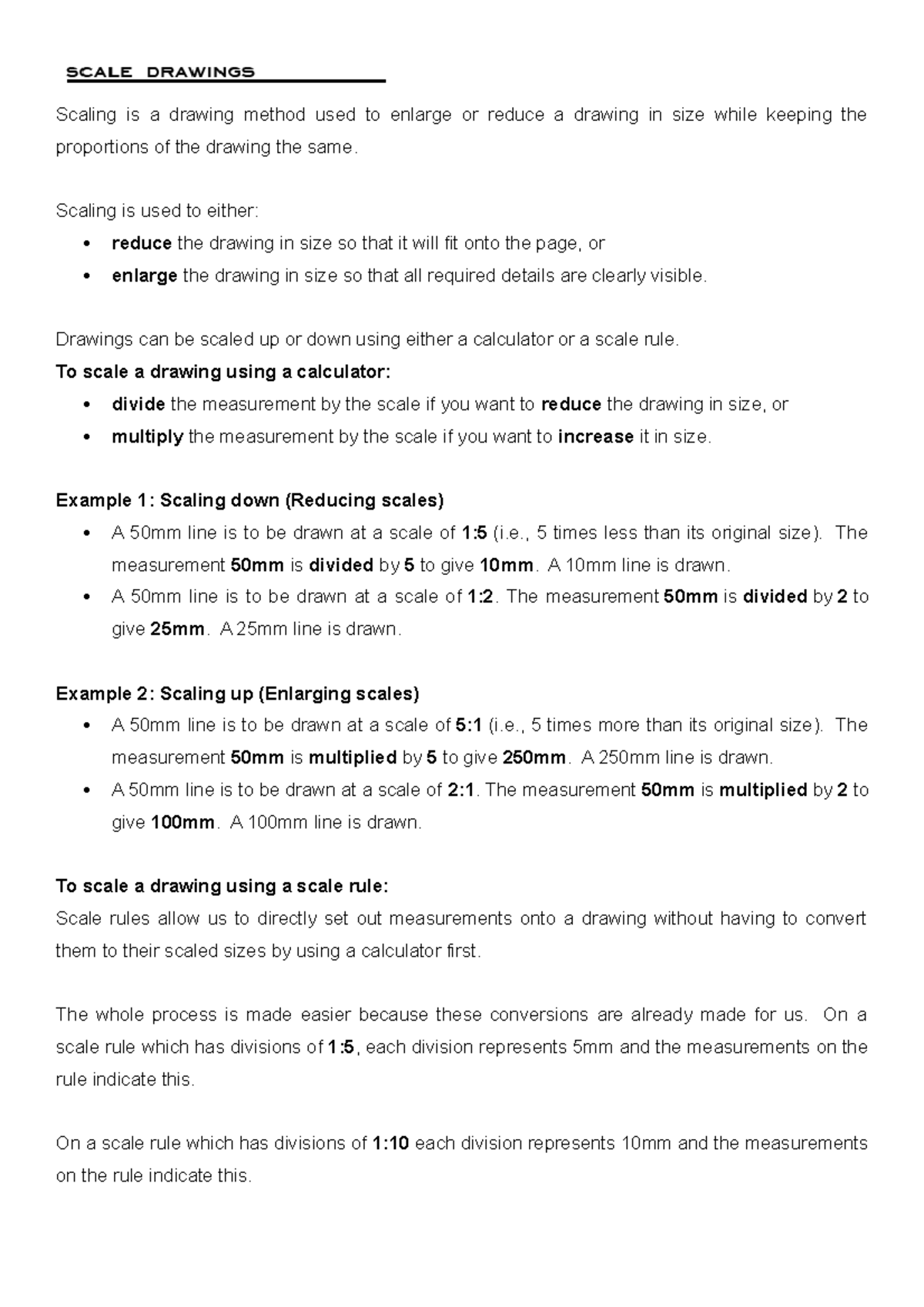 Understanding Scale Drawings: A Guide to Technical Drawing - Studocu