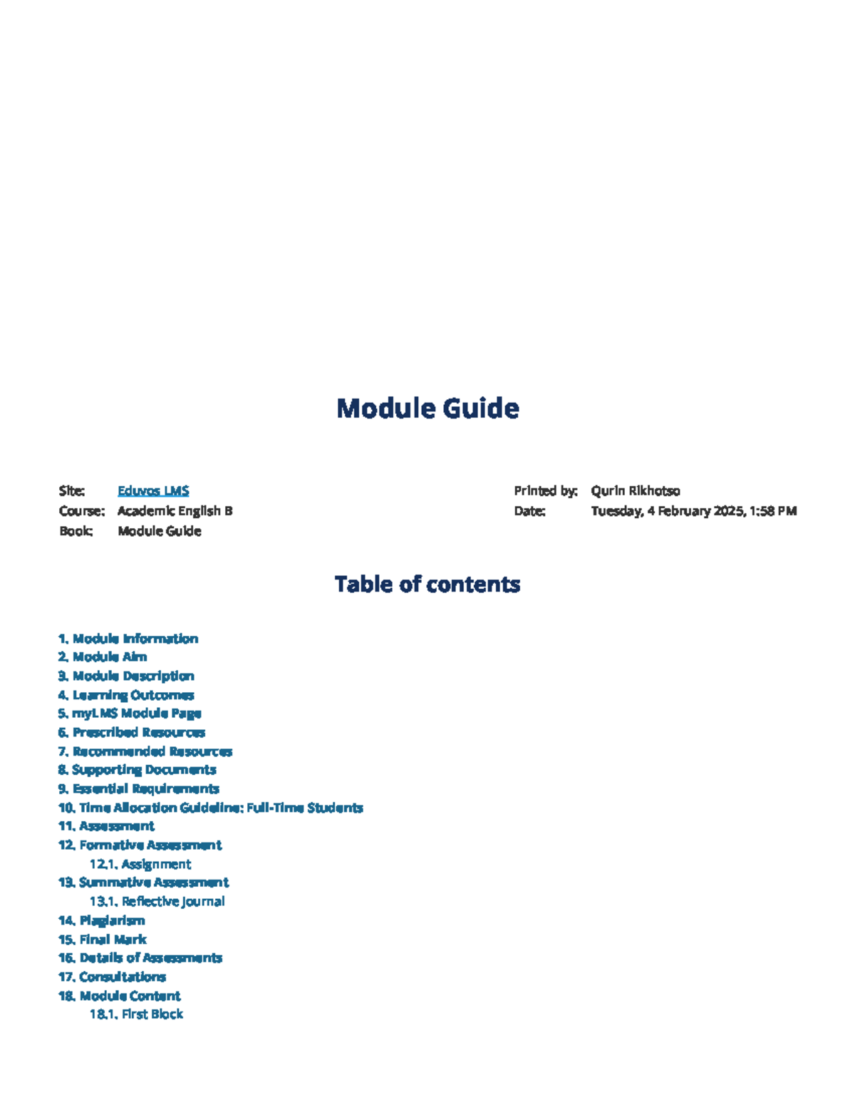 Module Guide: Academic English B (FPBEB0) - Essential Info ...