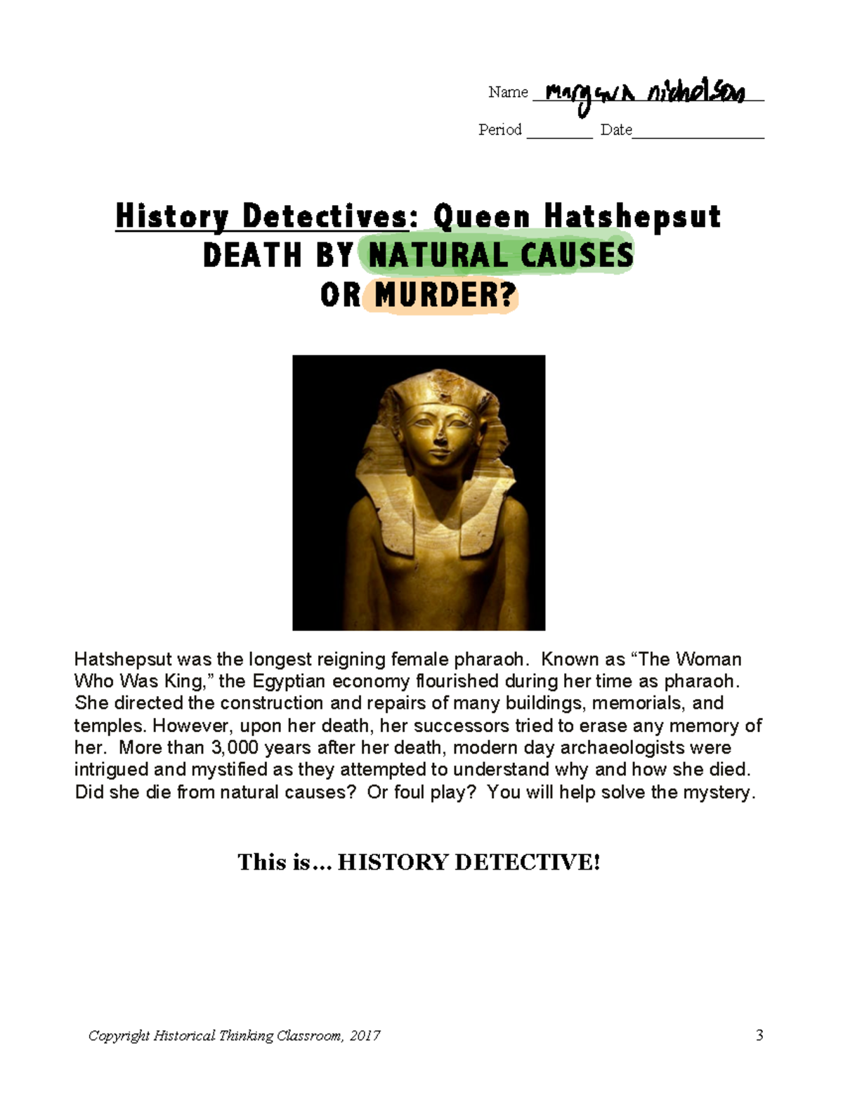 Hatshepsut+Document+Exercise - Name ____________________________ Period ...