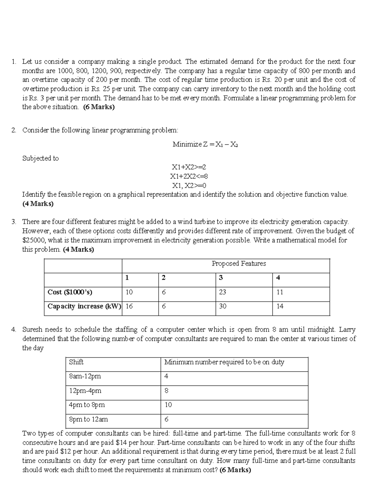 LP Formulation & Solution for Demand, Staffing, and Budget Problems ...