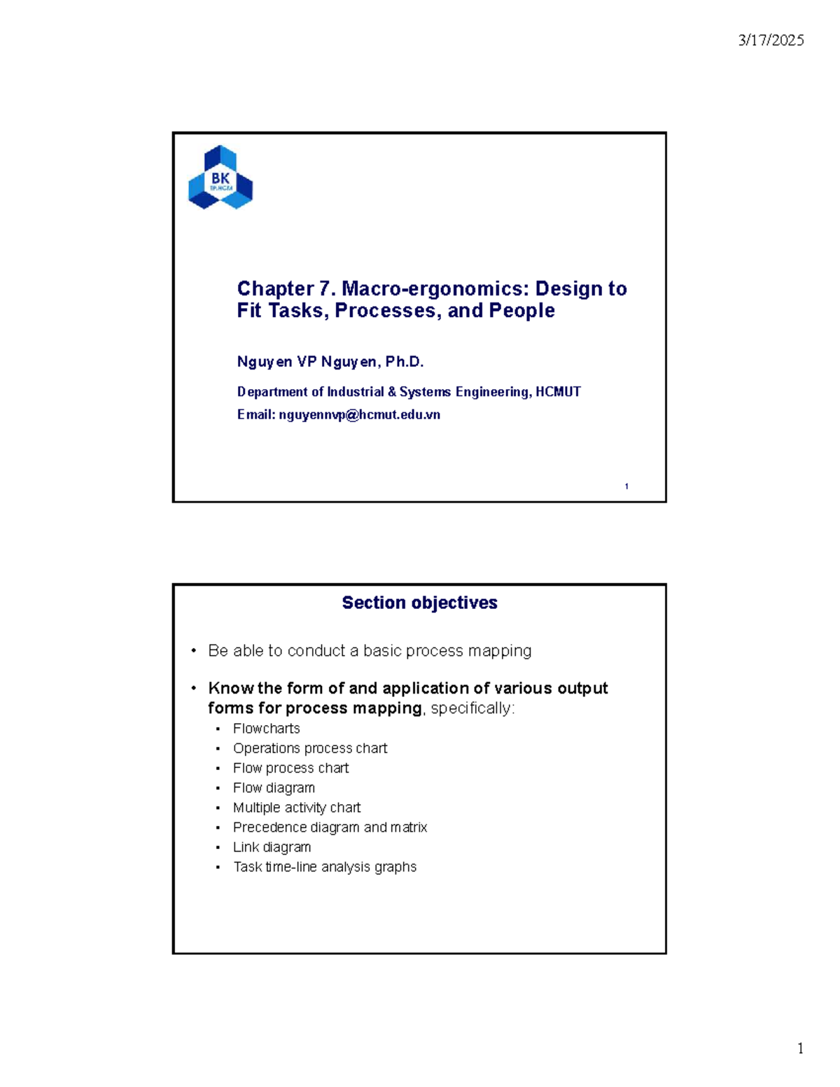 Chapter 07: Process Mapping Techniques in Ergonomic Design (ISE 2025 ...