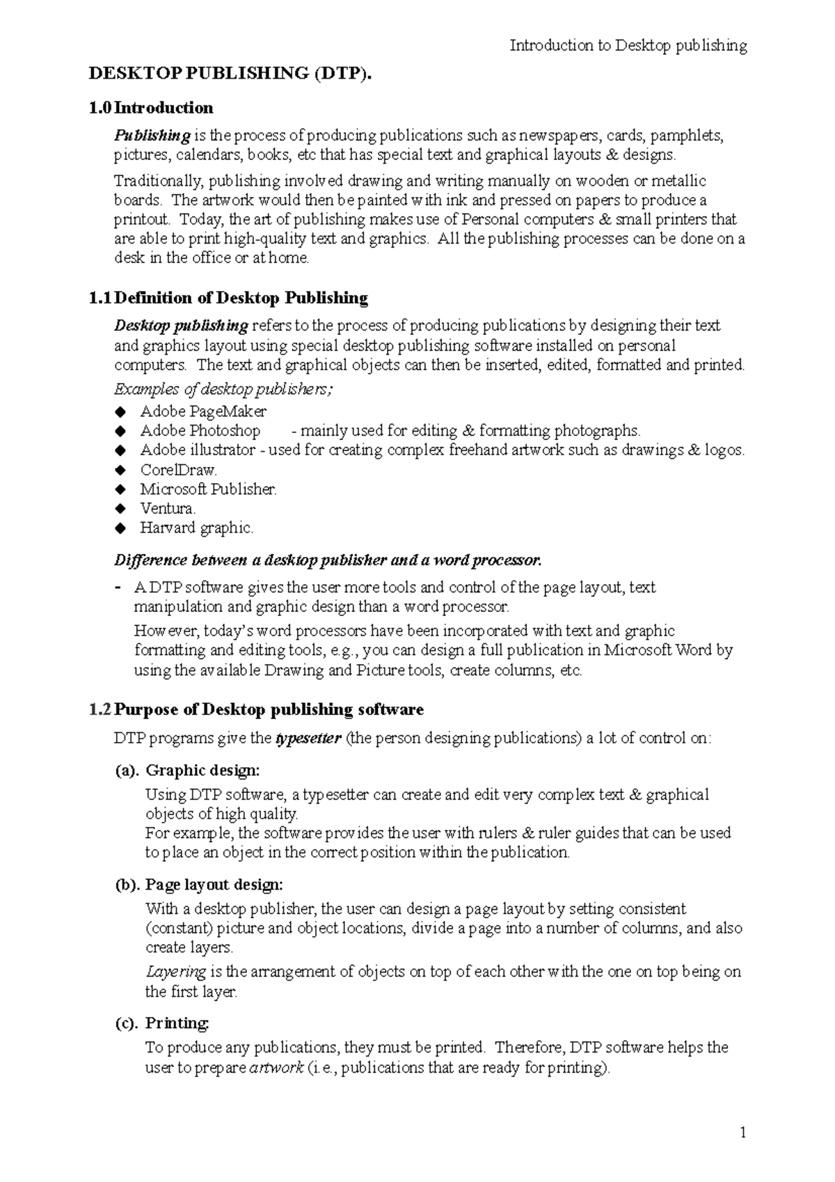 Introduction to Desktop Publishing - Introduction to Desktop publishing ...