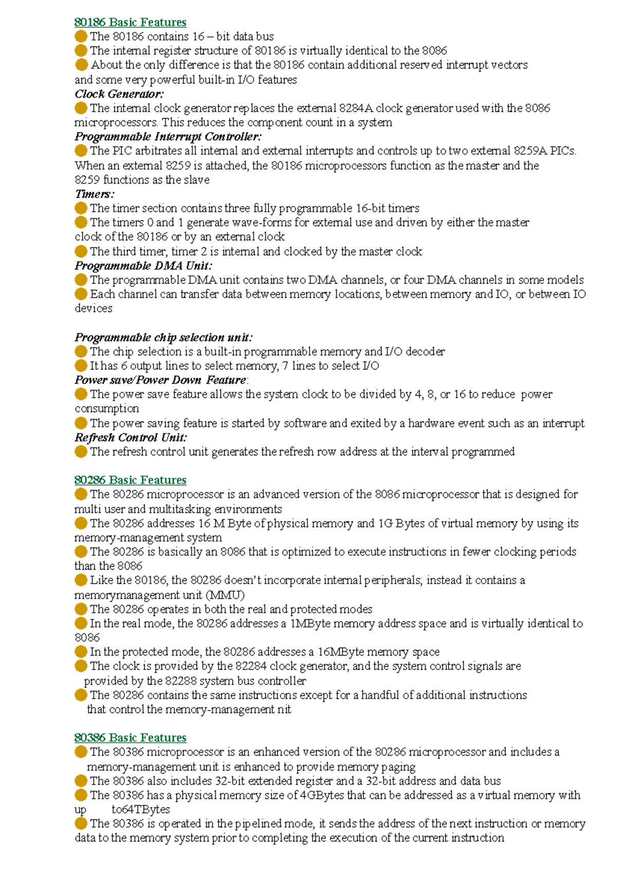 80186 to Pentium - Lecture Notes on Basic Features Overview - Studocu