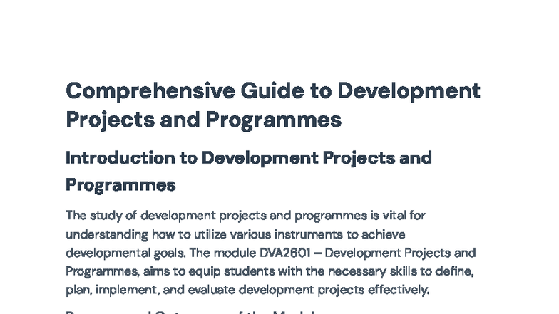 DVA2601 Final Exam Study Guide: Mastering Development Projects ...