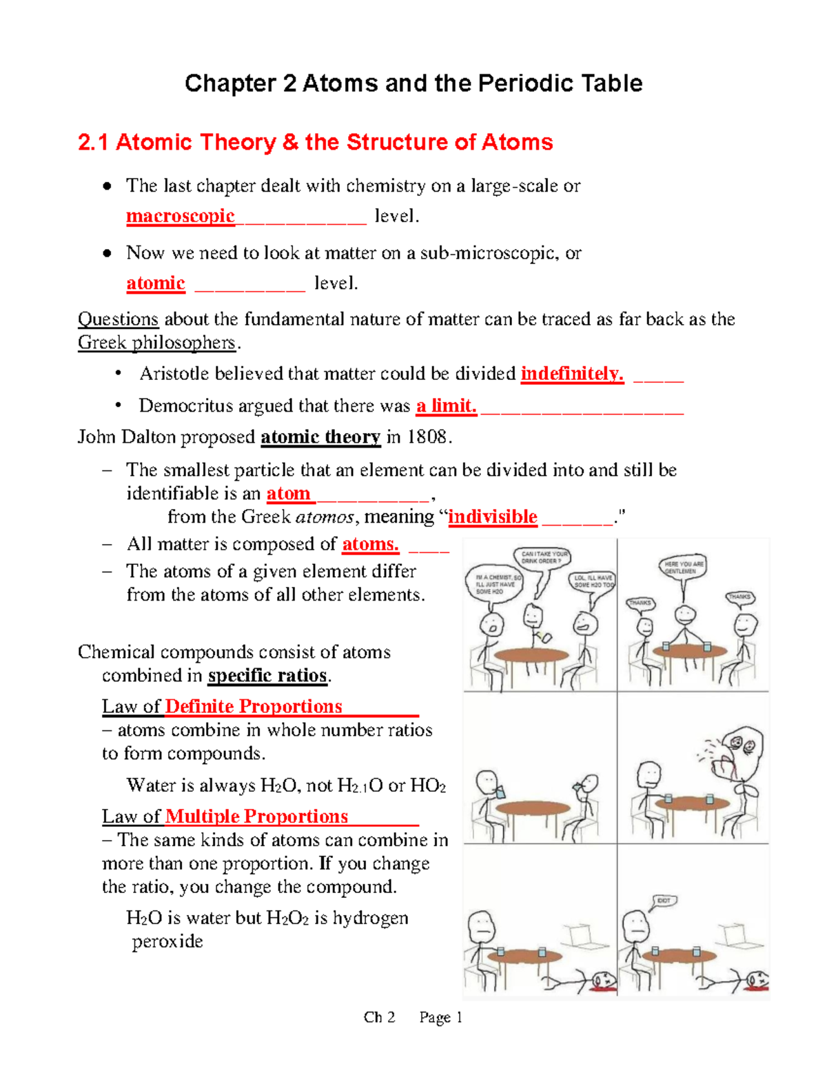 Chapter 2: Atoms and the Periodic Table - Key Concepts and ...