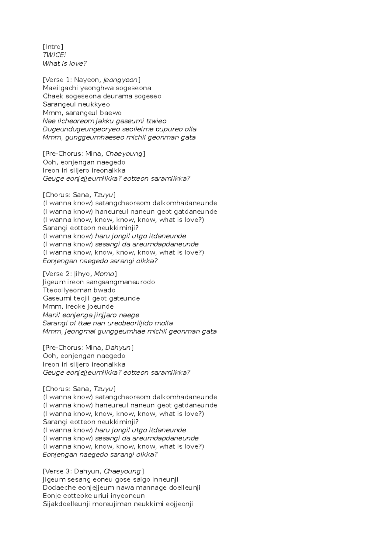 TWICE - What Is Love? Lyrics Analysis and Interpretation - Studocu