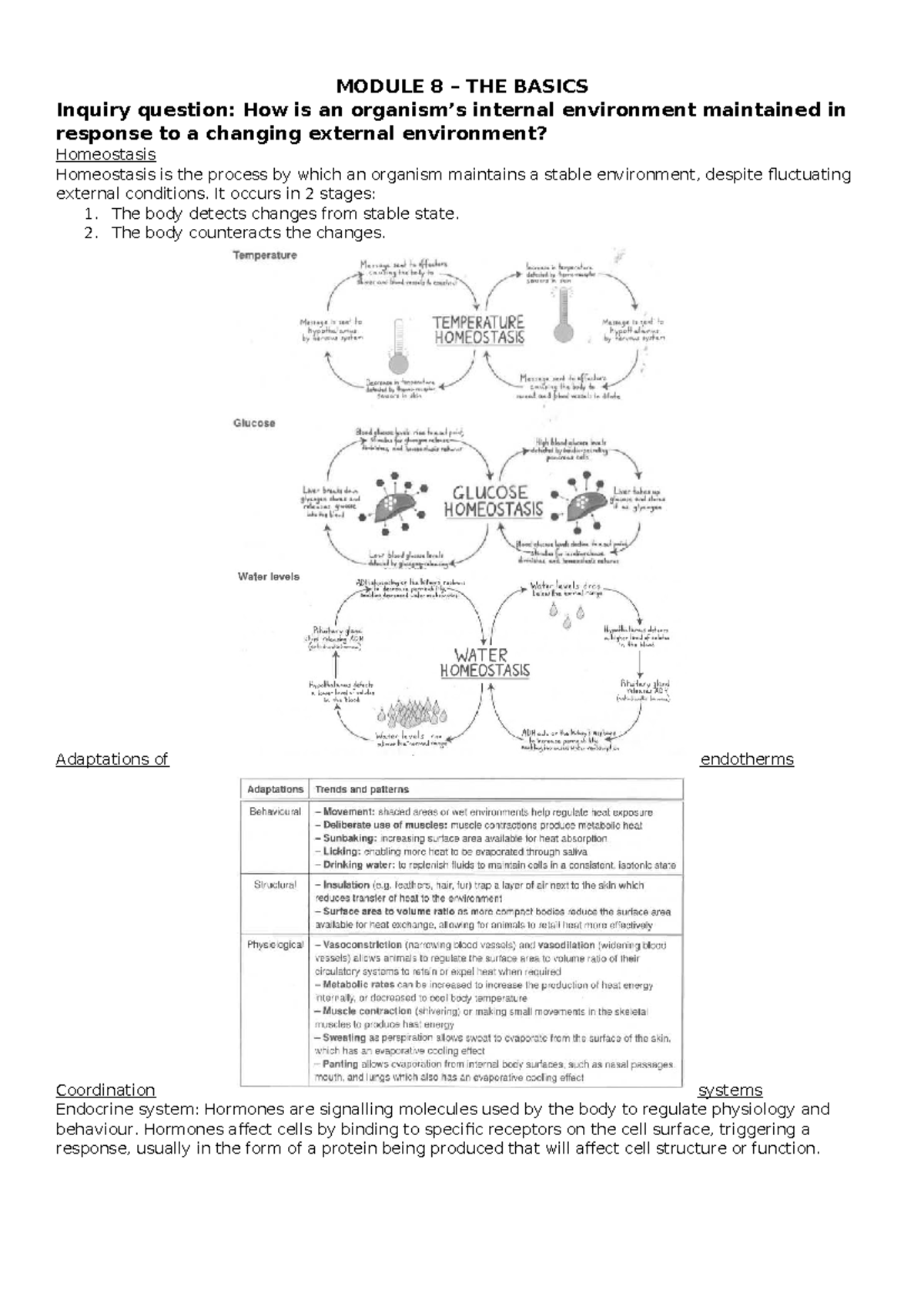 Module 8 - Homeostasis and Disease Management Insights - Studocu
