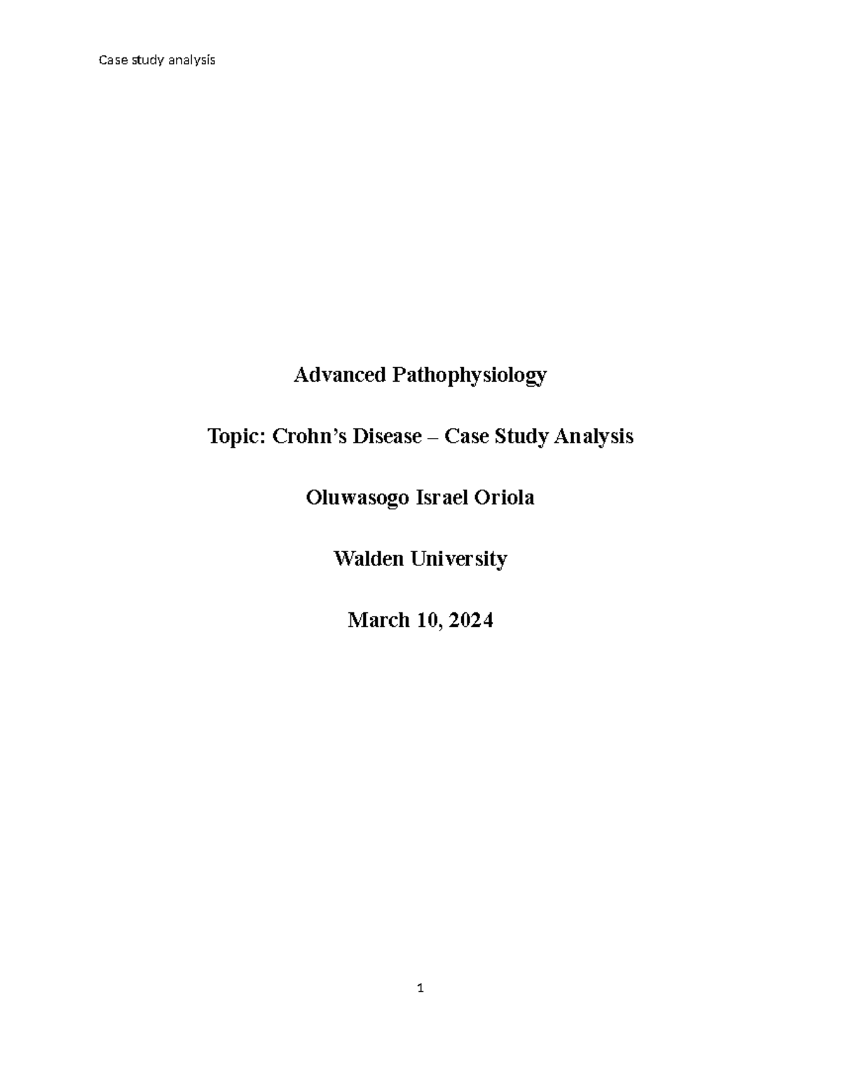 WK2 Assgn 2 OI - Crohn's Disease Case Study Analysis and Diagnosis ...