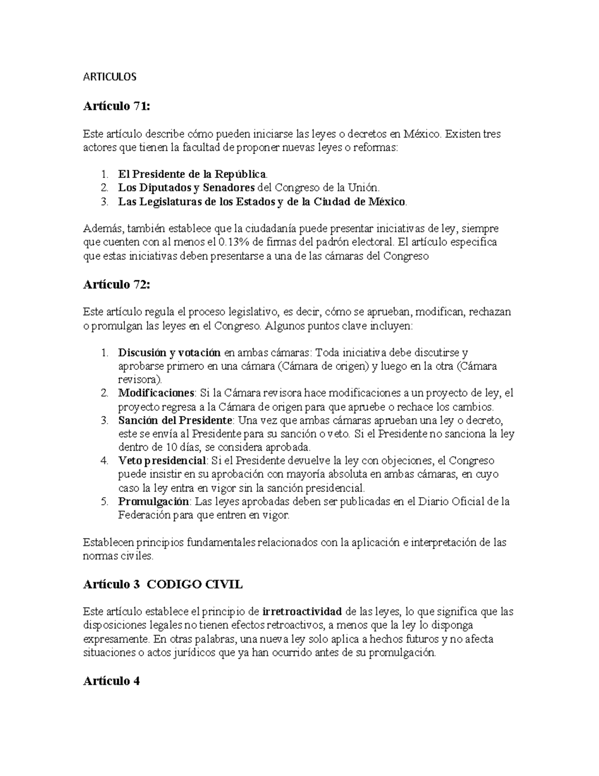 Articulos - ARTICULO - ARTICULOS Artículo 71: Este artículo describe ...