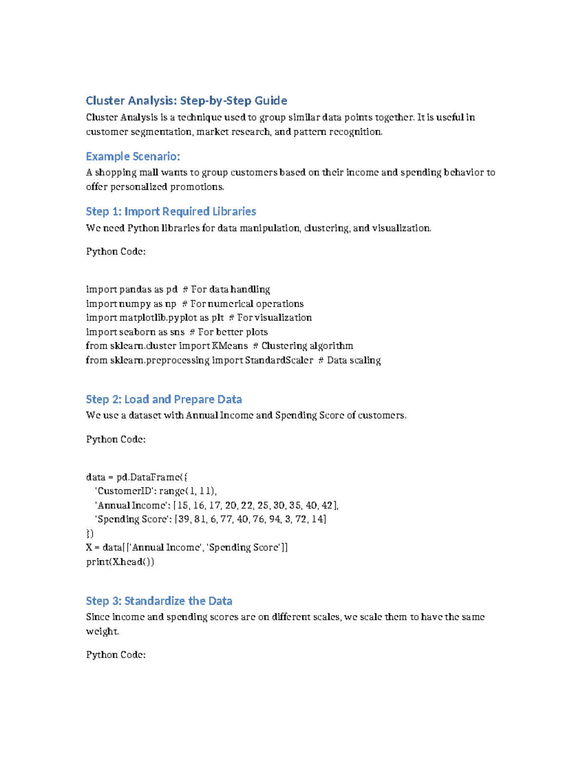 Cluster Analysis Steps: A Comprehensive Guide - Studocu
