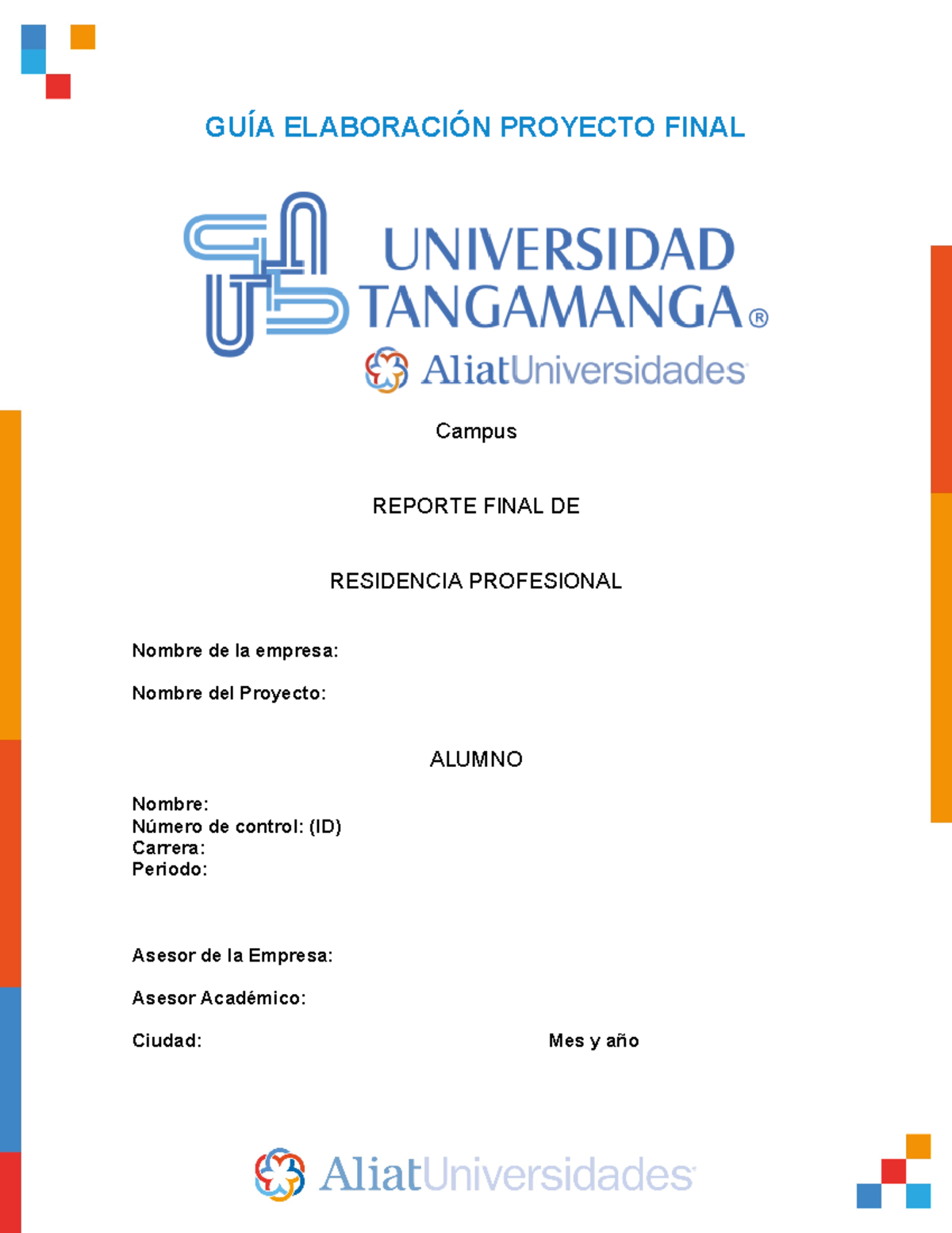 Reporte Final de Residencia Profesional - Guía de Elaboración - Studocu