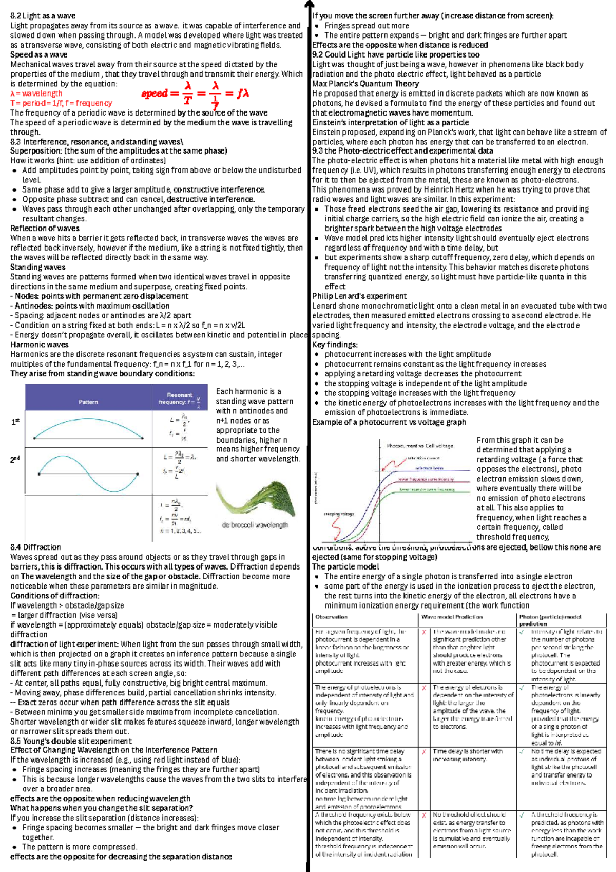 8.2 Light as a Wave: Interference, Diffraction, and Particle Properties - Studocu