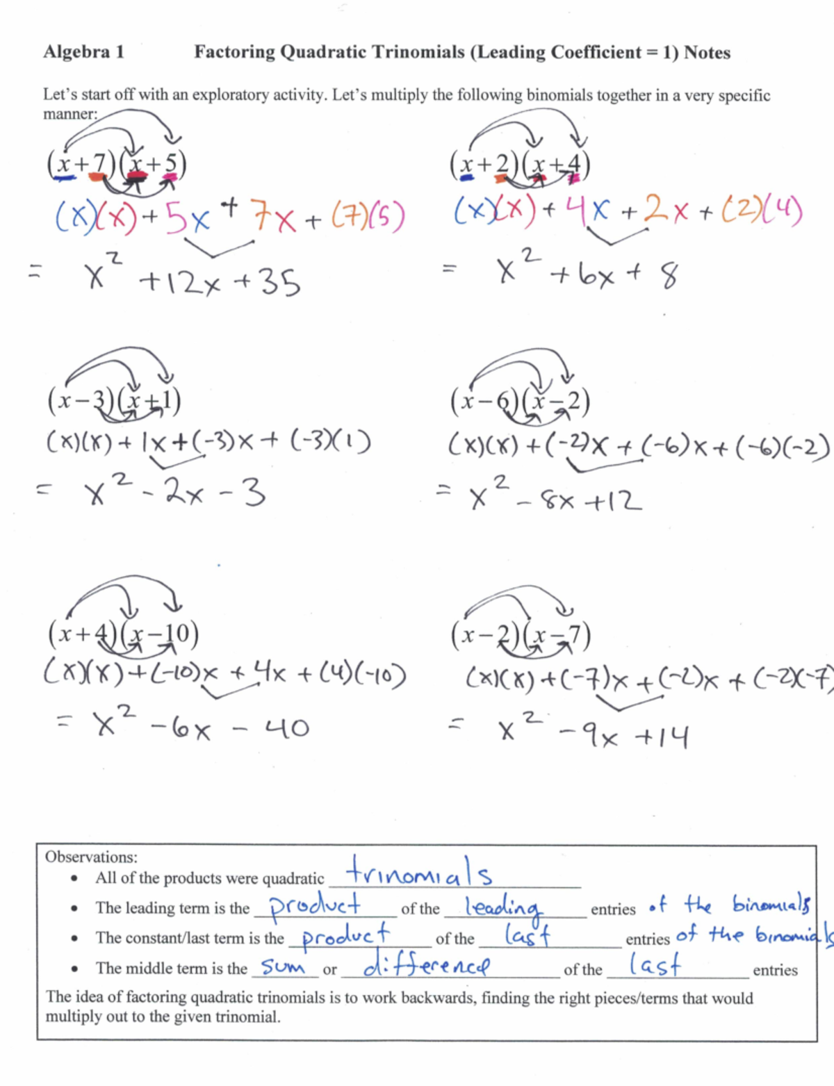 Factoring Quadratics - The principles and examples - Algebra 1 ...