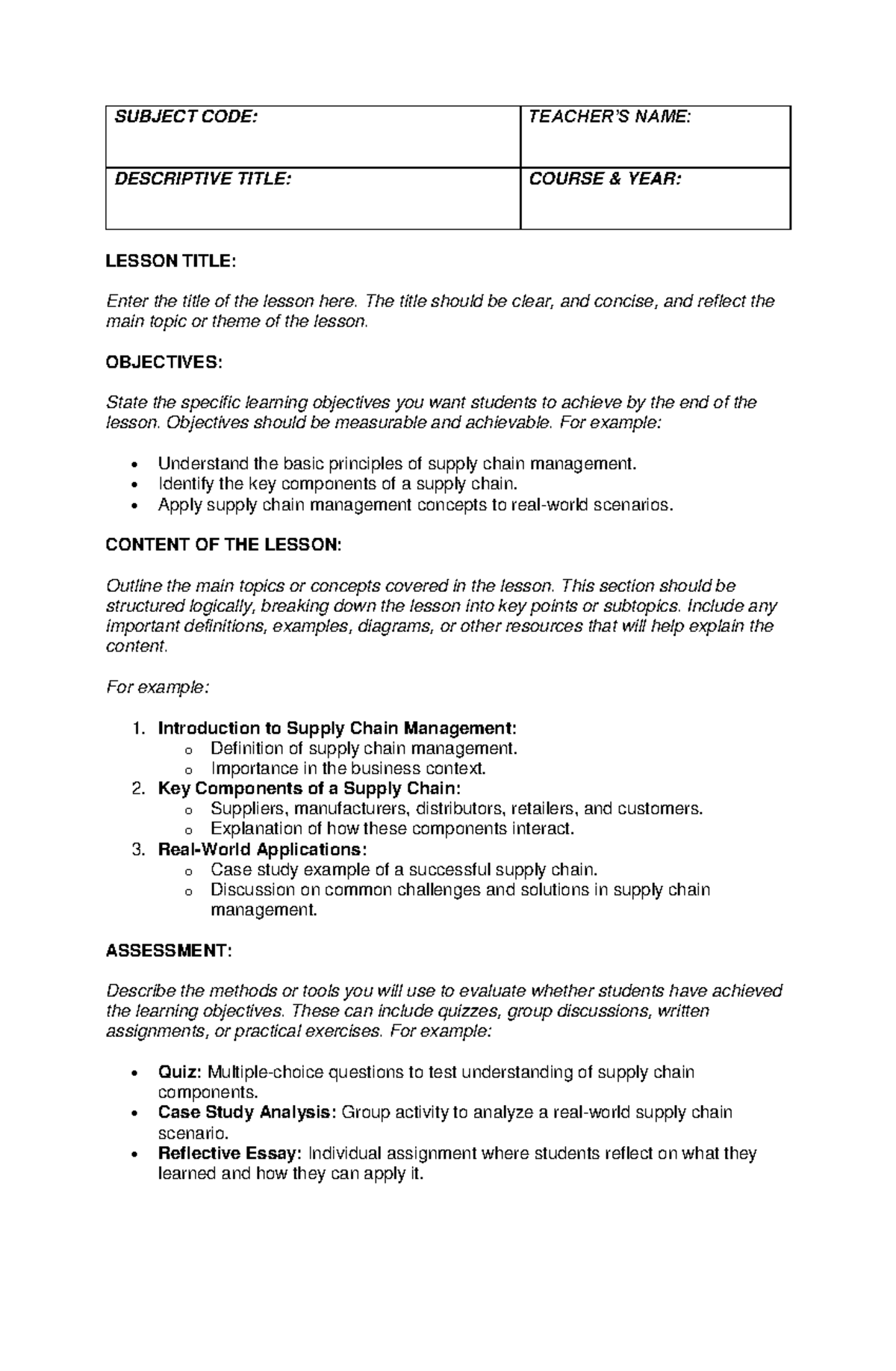 Instructional- Materials - SUBJECT CODE: TEACHER’S NAME: DESCRIPTIVE ...