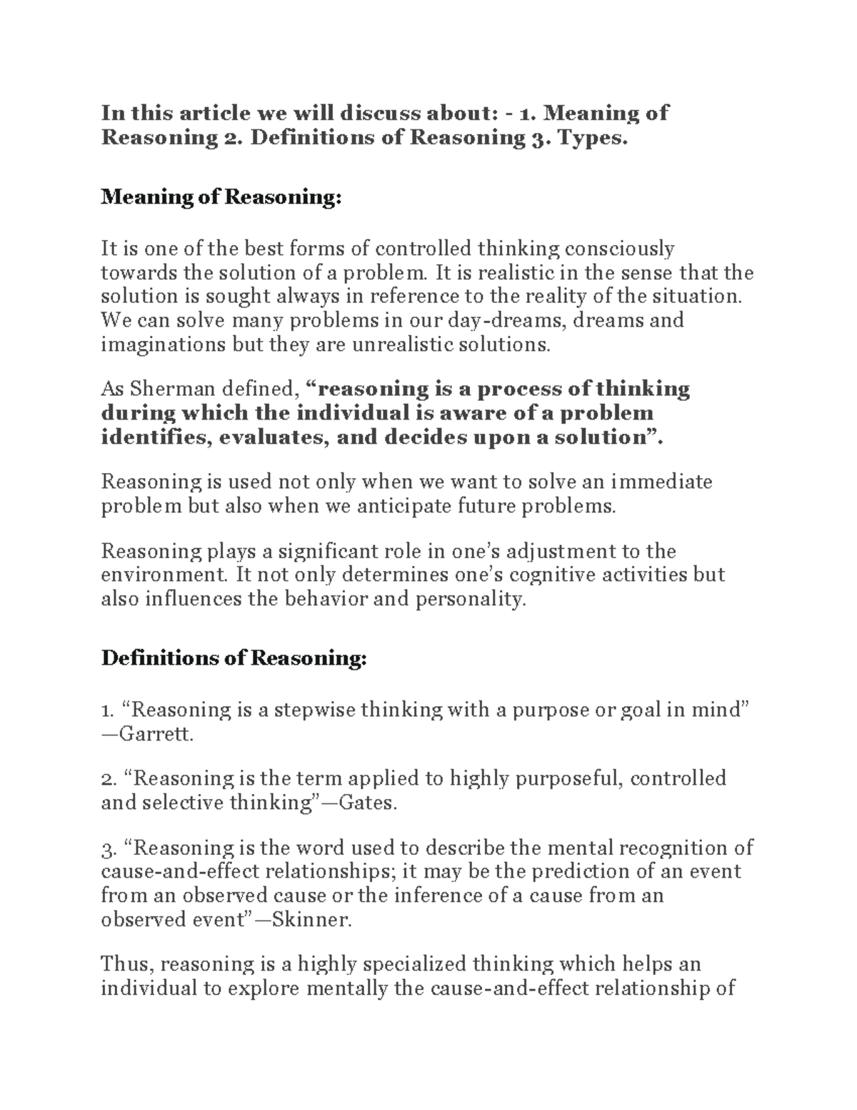 PSY101: Understanding Reasoning: Definitions, Types, and Processes ...