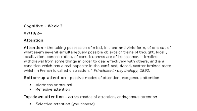 Cognitive Psychology Week 3: Understanding Attention and Perception ...