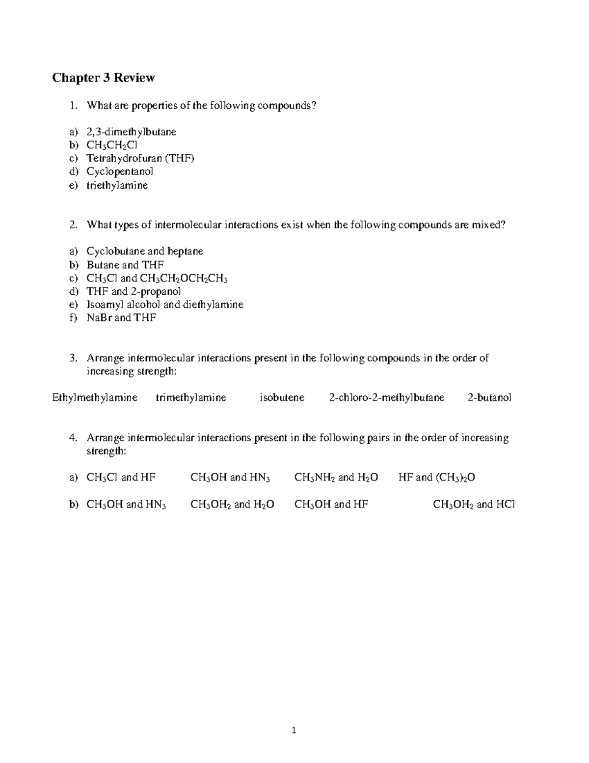 Chapter 3 Review: Intermolecular Interactions in Organic Compounds ...