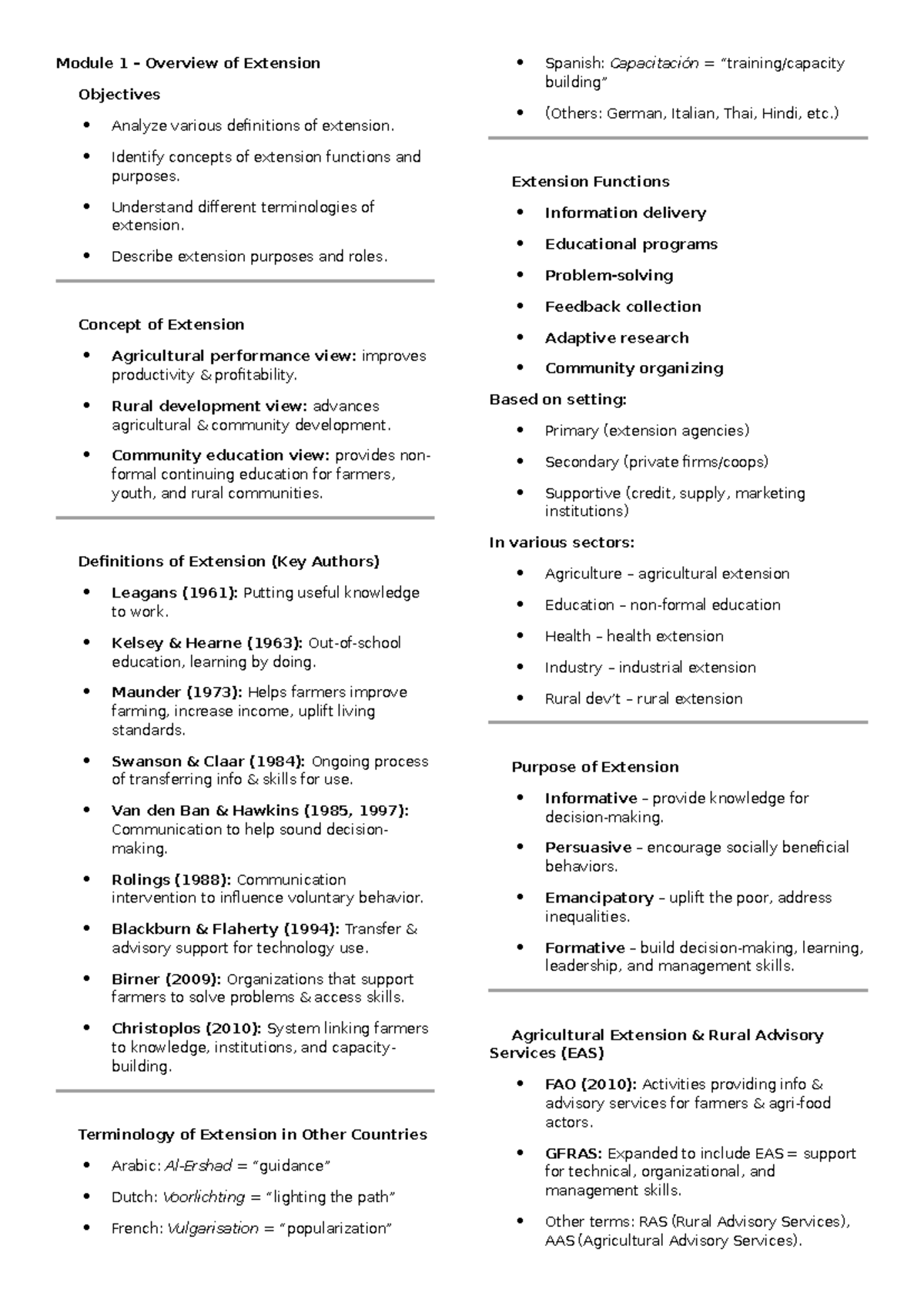 AGRI 61: Comprehensive Overview of Agricultural Extension Concepts ...