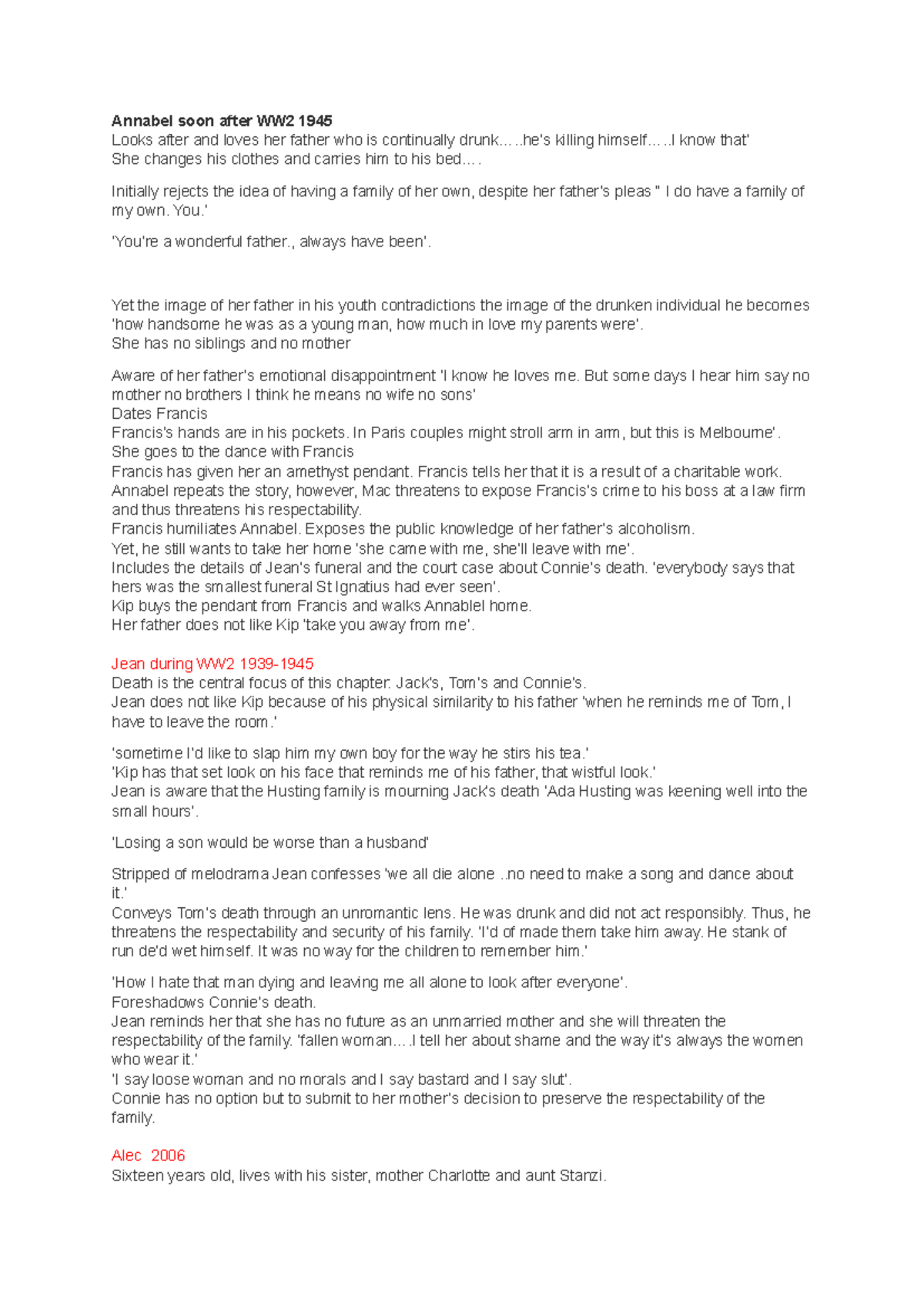 Analysis of Characters and Themes in Anabel, Jean, Alec, and Connie ...