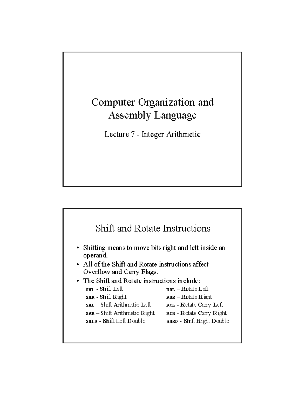 Assembly Language Notes on Bit Manipulation - CO 101 Lecture 7 - Studocu
