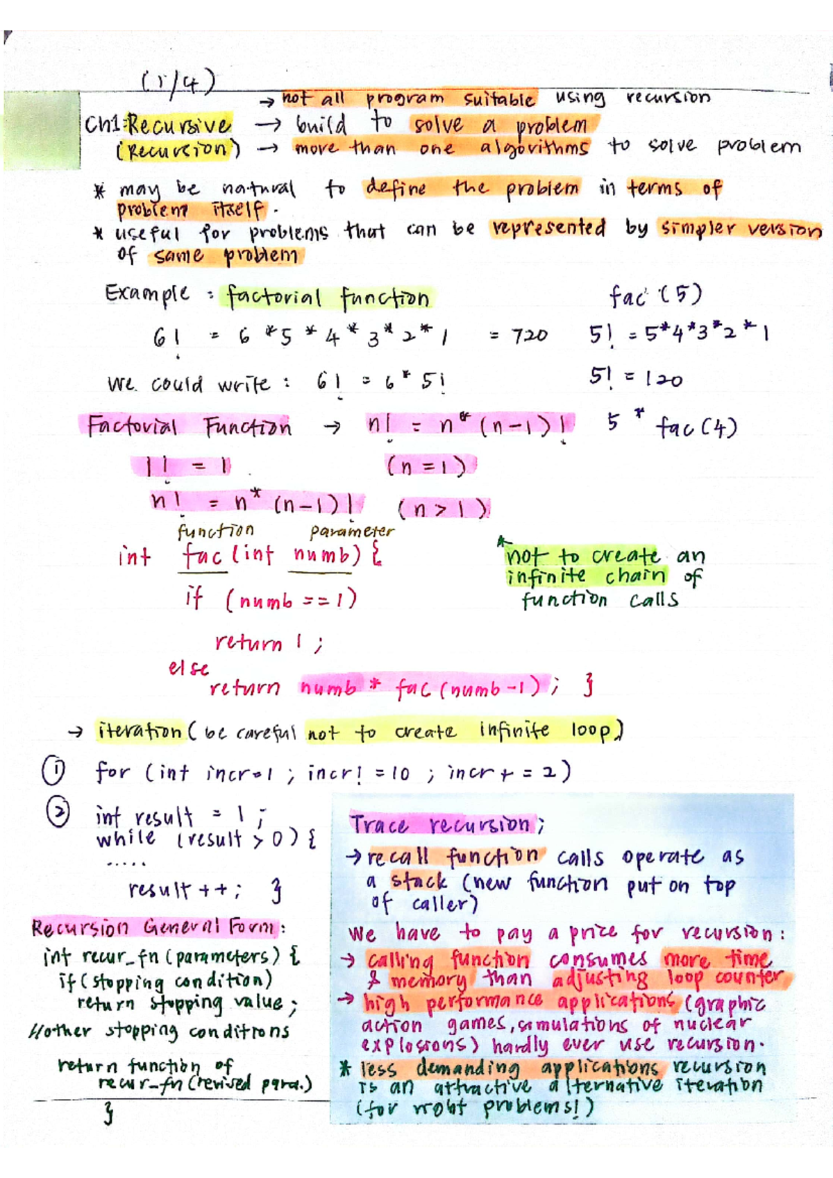 DTS2073 CH1 - NOTES BY SYAA - not all program suitable using recursion ...