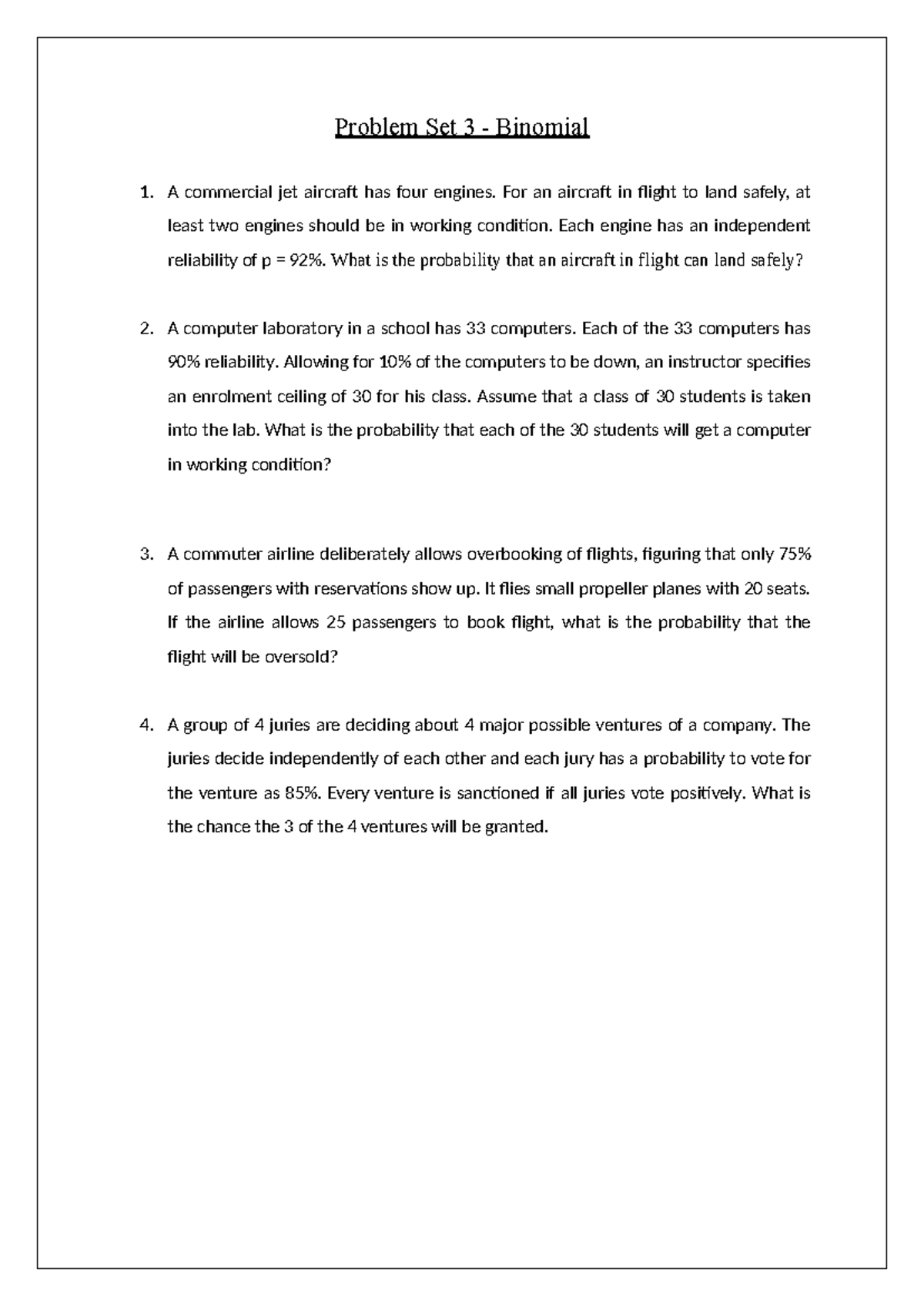 Set 3 - Binomial Probability Practice by Prof. Debanjan - Studocu