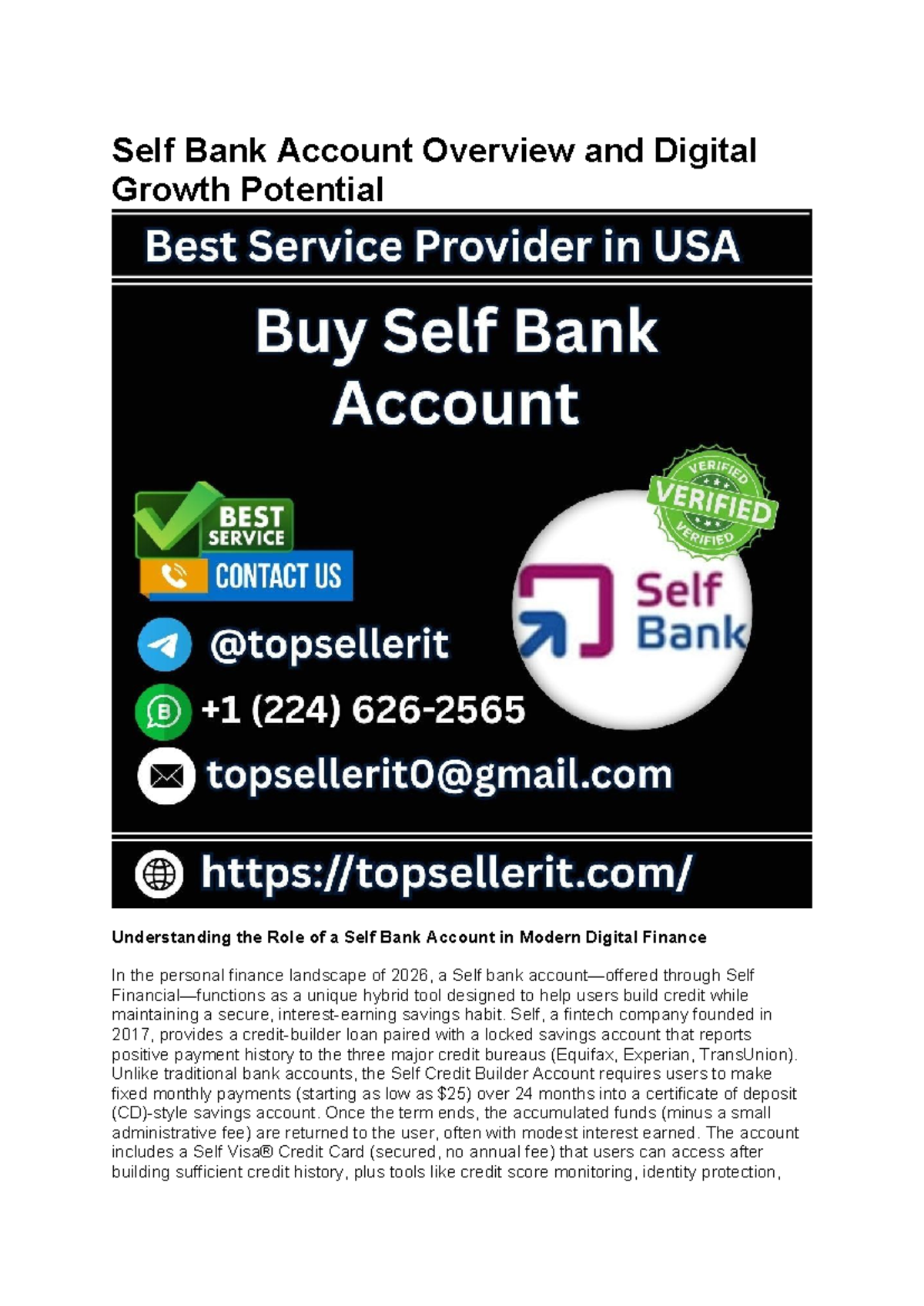 Self Bank Account Overview: Digital Growth & Credit Building Potential ...
