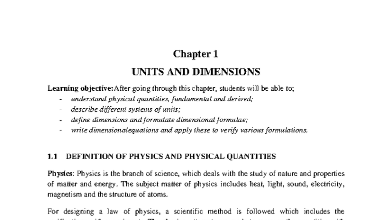 Chapter 1 Units And Dimensions Phys 101 Studocu