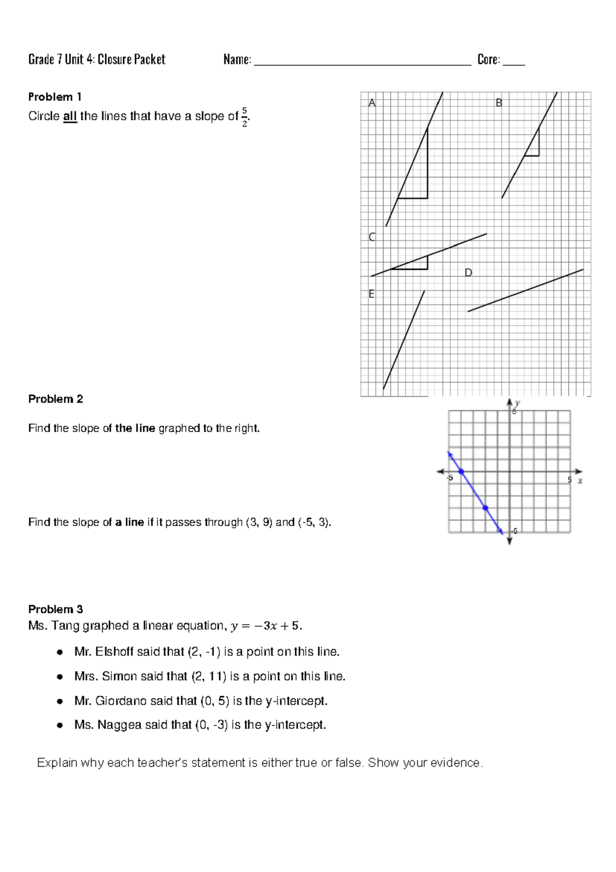 G7 U4 Lesson 16 Closure Packet - Grade 7 Unit 4: Closure Packet Name ...