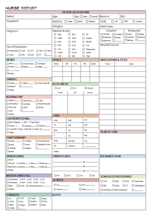 SBAR Labor Delivery Report Hand off Sheet and Assessment Tool 110411 ...