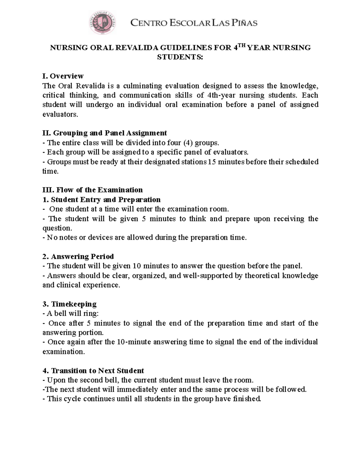 NURS 4TH YEAR ORAL REVALIDA GUIDELINES & RUBRICS OVERVIEW - Studocu