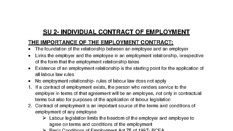 IURI 222 Nov Exam: Understanding Employment Contracts and Dismissal ...