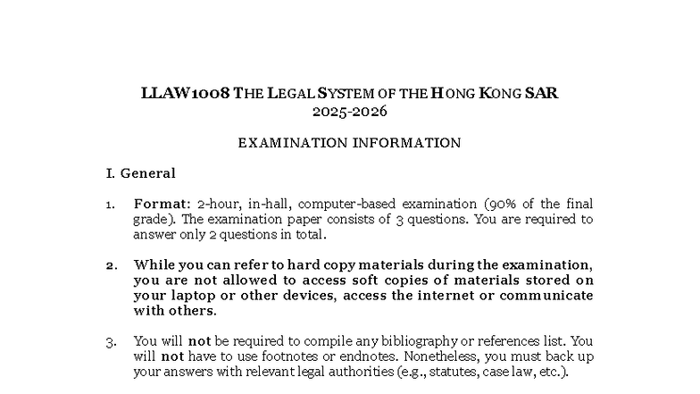LLAW1008 Final Exam Guidelines for the Legal System of HK SAR - Studocu