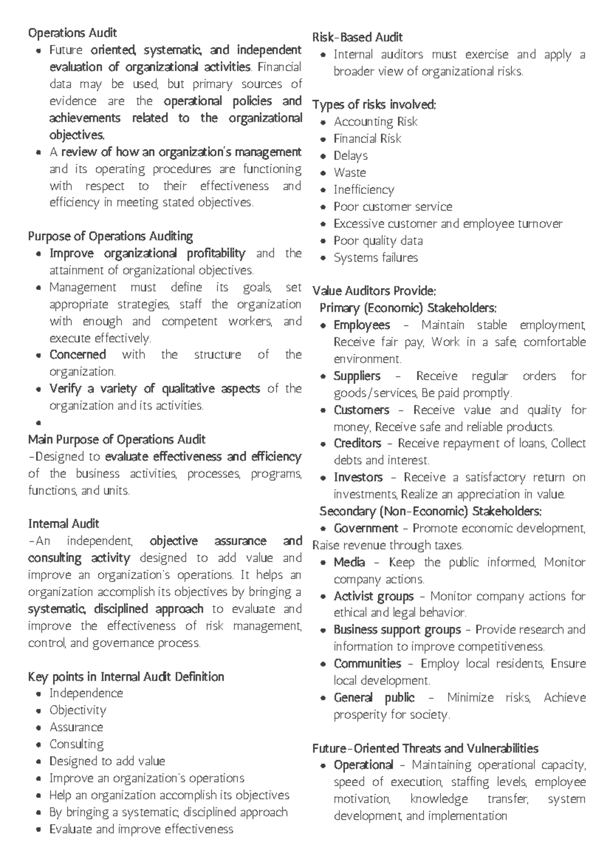 Operations-Audit-1 - Operations Audit lecture notes - prelim - Future ...