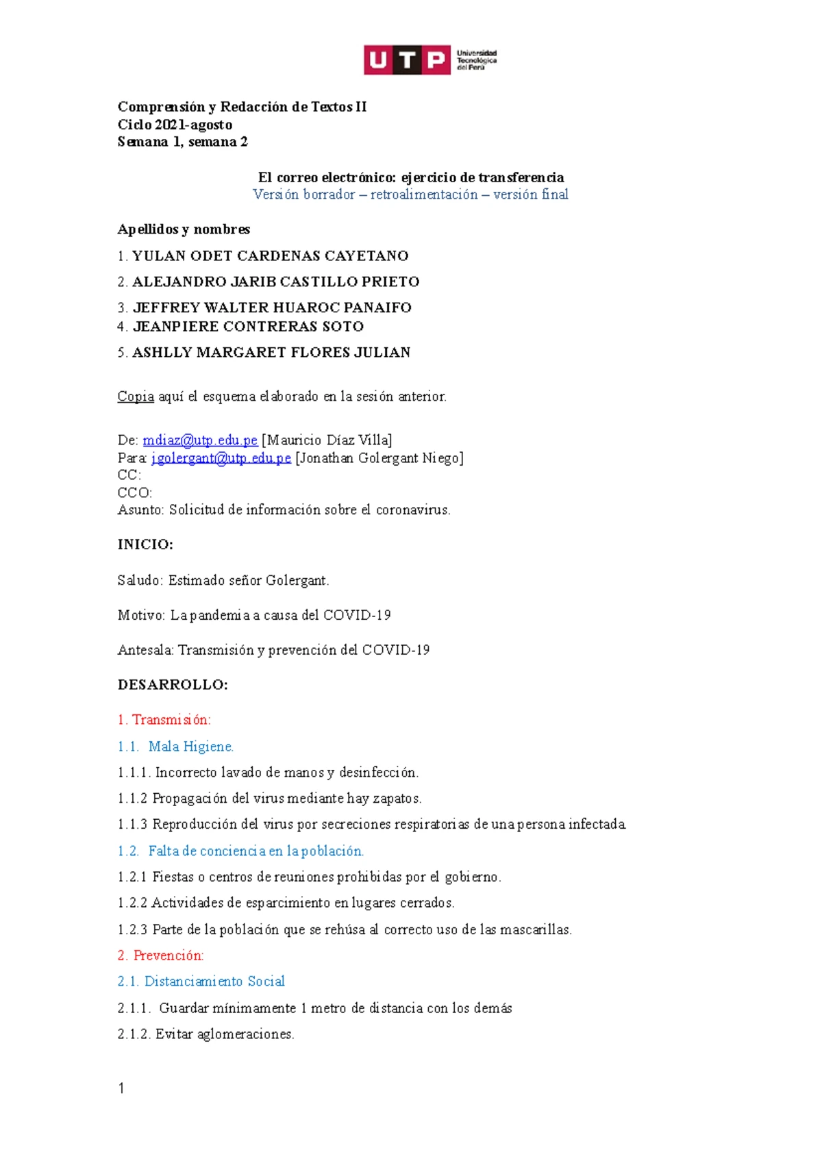 UTP Curso: Comprensión y Redacción de Textos - Video Ejemplo 2 - Studocu