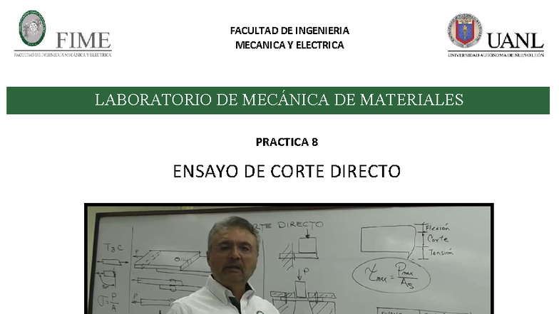 Práctica 8 - Ensayo de Corte Directo - IME 2025 - Studocu