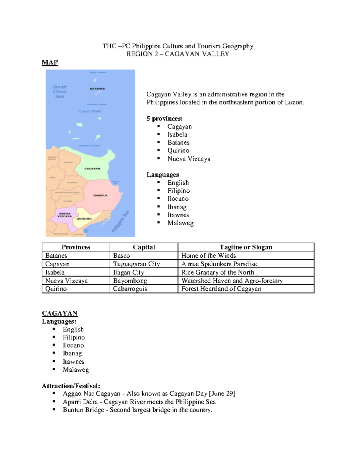 Region 2 - Cagayan Valley - THC – PC Philippine Culture and Tourism ...