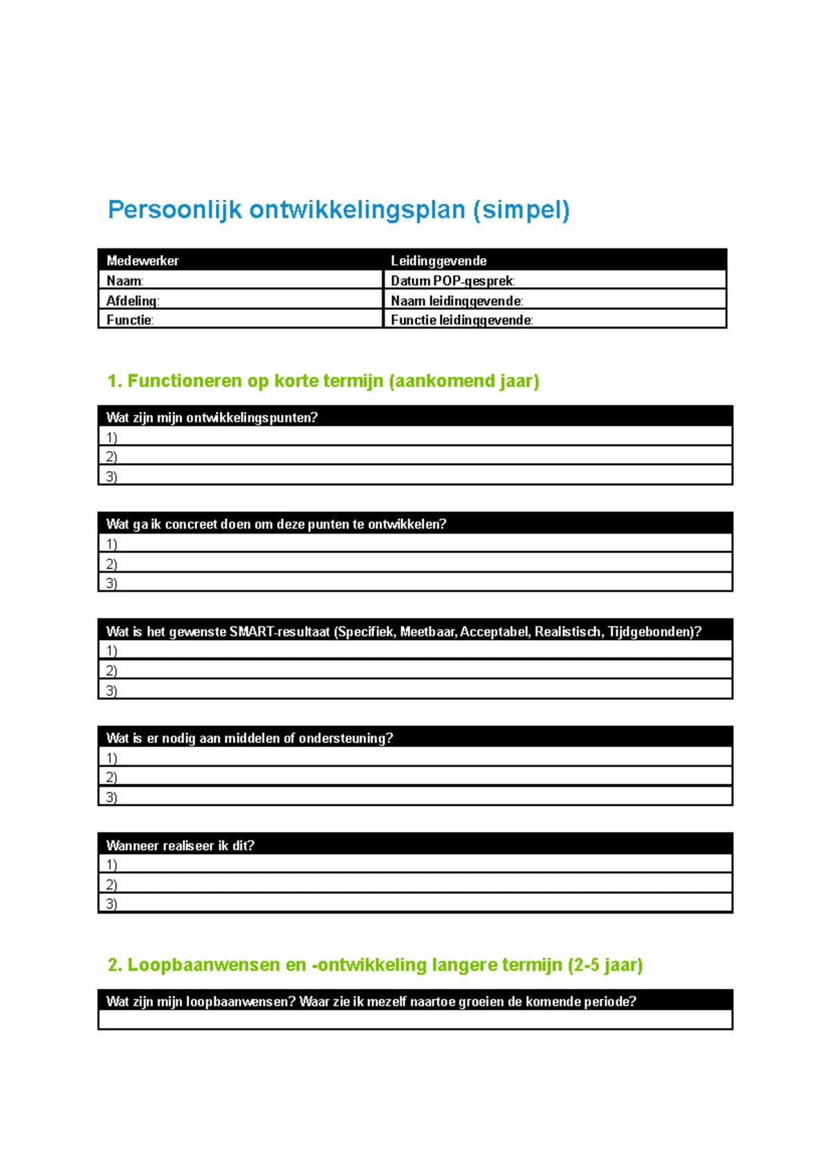 Model POP en PAP - Het P.O. (Persoonlijk Ontwikkelingsplan) Bij een ...