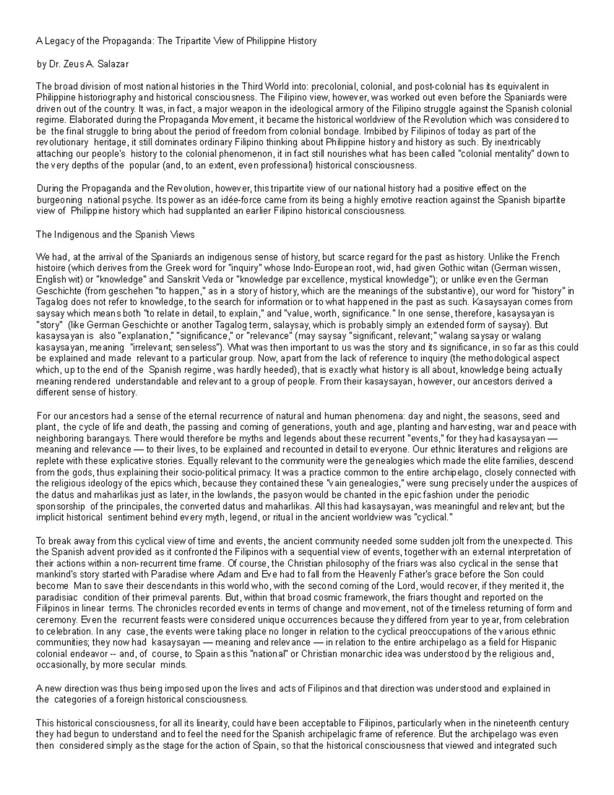 Rizal Reading Material W-10: The Tripartite View of Philippine History ...