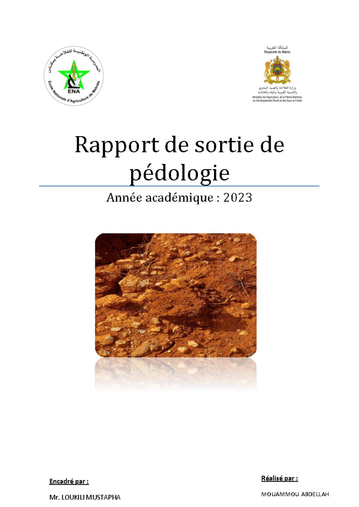 Rapport de Sortie en Pédologie - Année Académique 2023 - Studocu