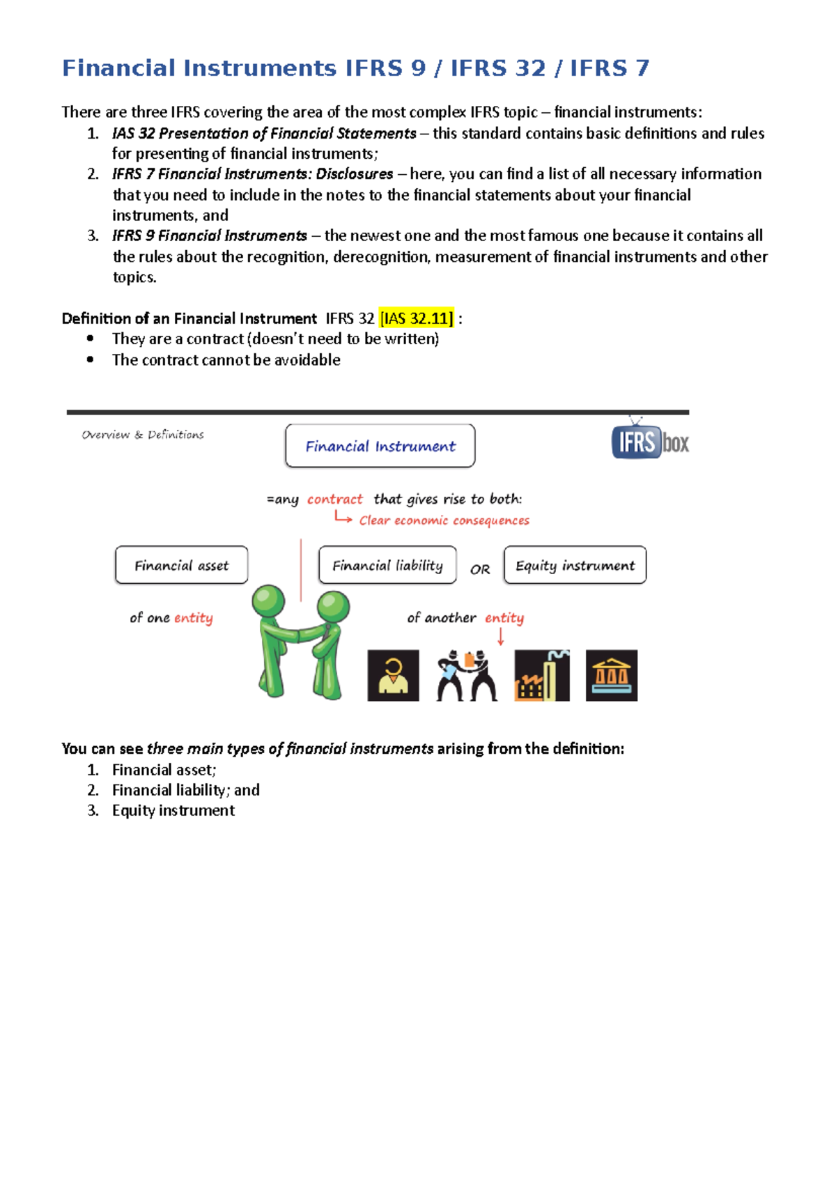 Financial Instruments: Comprehensive Guide to IFRS 9, 7 & 32 - Studeersnel