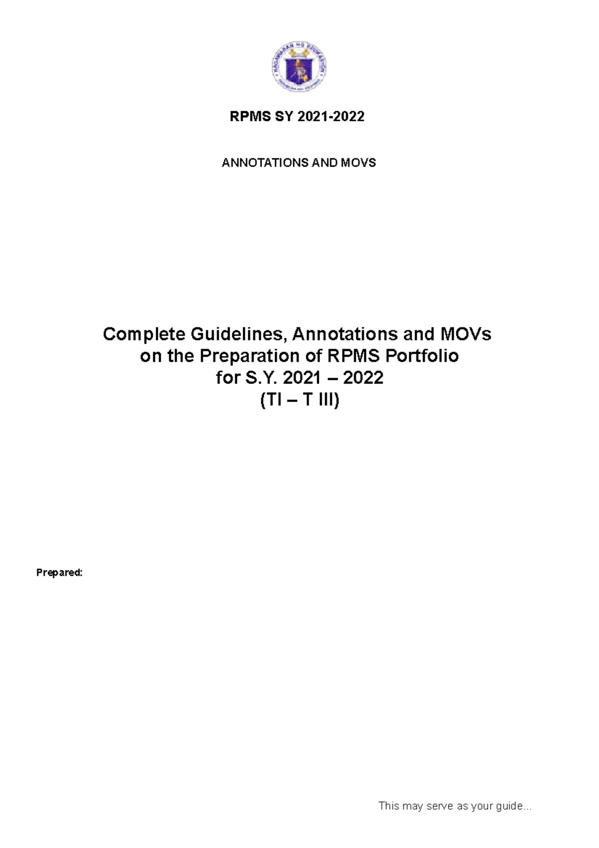 Annotations RPMS 2021 2022 - ANNOTATIONS AND MOVS Complete Guidelines ...