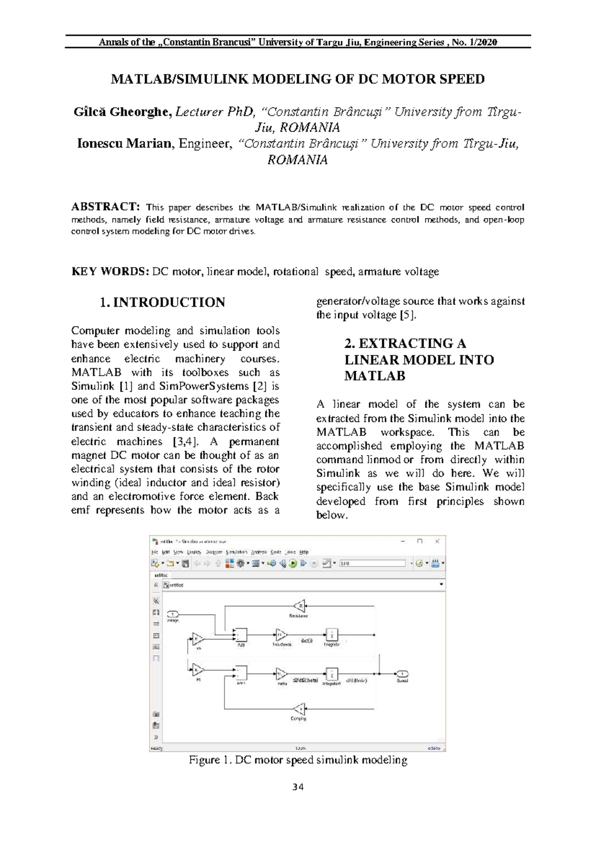 Modeling DC Motor Speed Control with MATLAB Simulink - ENG 05 - Studocu