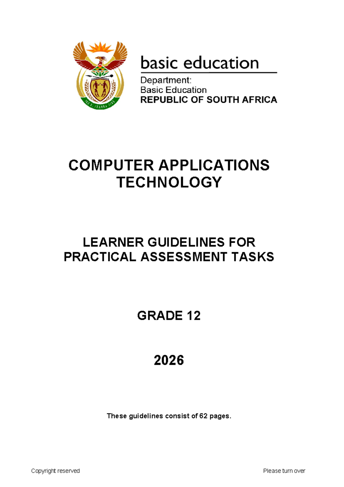 Computer Applications Technology PAT Guidelines for Grade 12 - 2026 ...