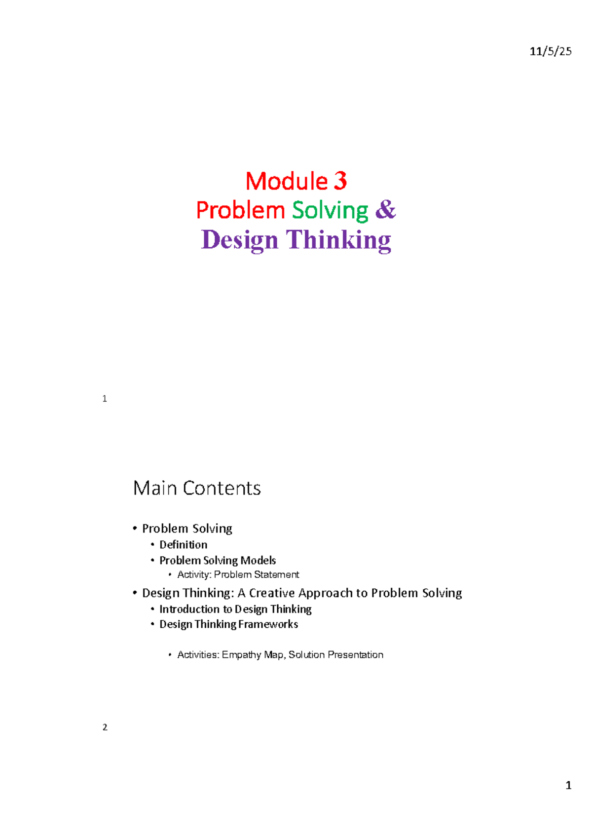 2025 Module 3 Problem Solving & Design Thinking Overview - Studocu