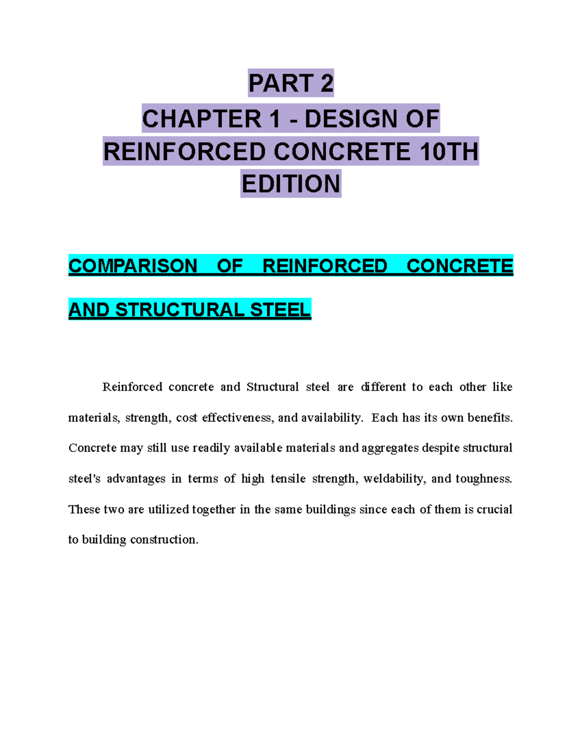 PART 2 - Chapter 1 - Design OF Reinforced Concrete 10TH Edition - PART ...