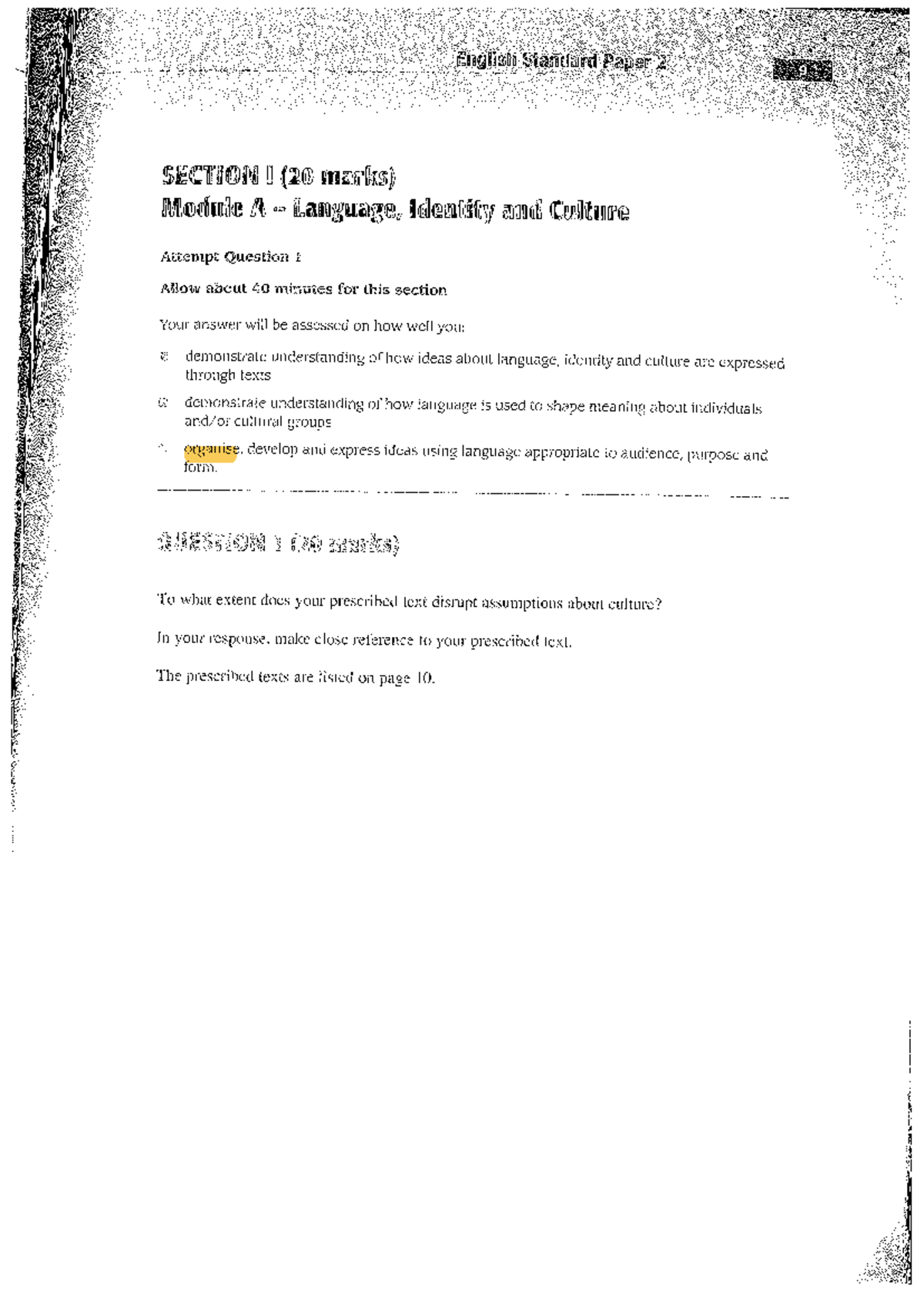 English Standard Paper 2: Module A Language, Identity & Culture Notes ...