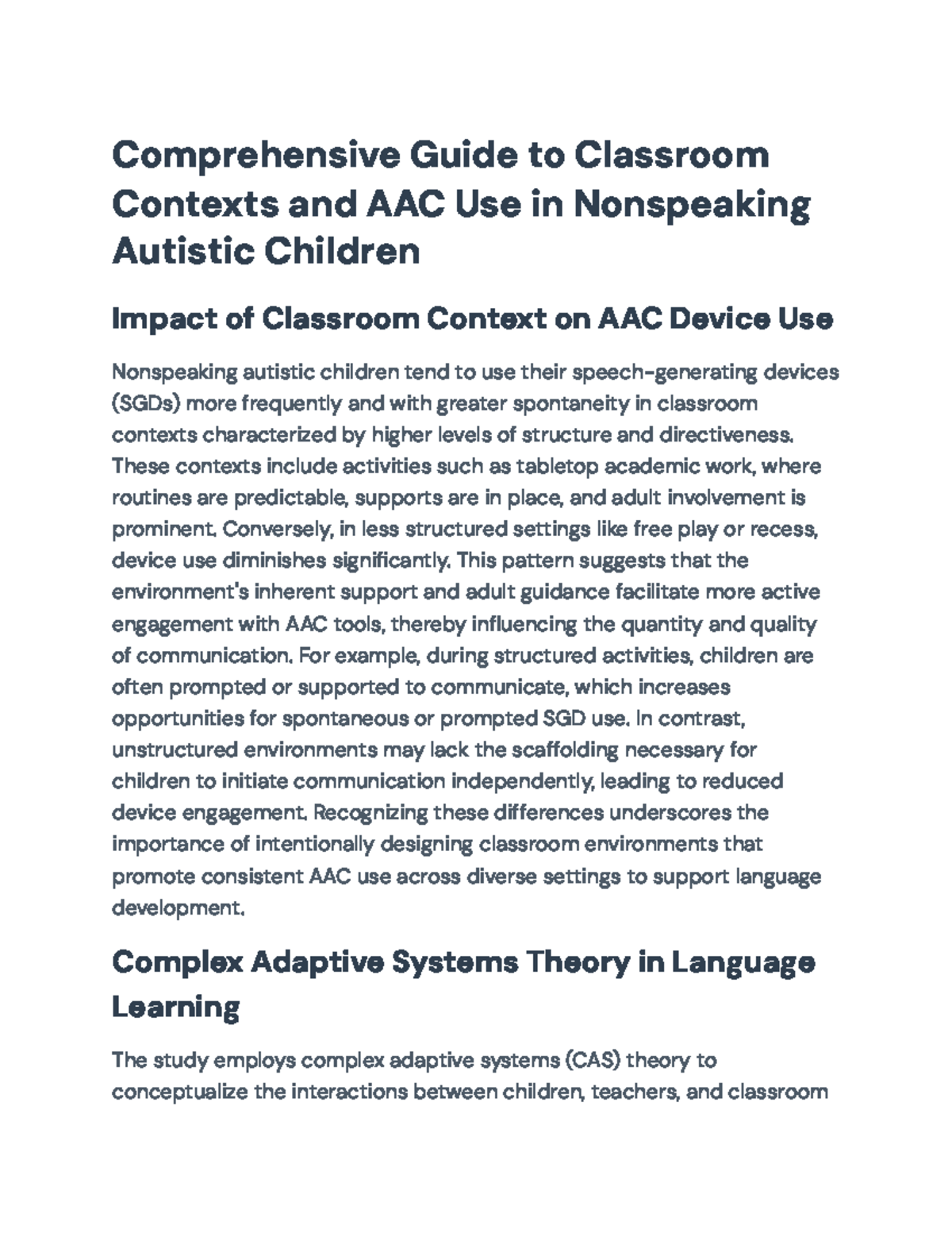 Comprehensive Guide on AAC Use in Nonspeaking Autistic Children ...