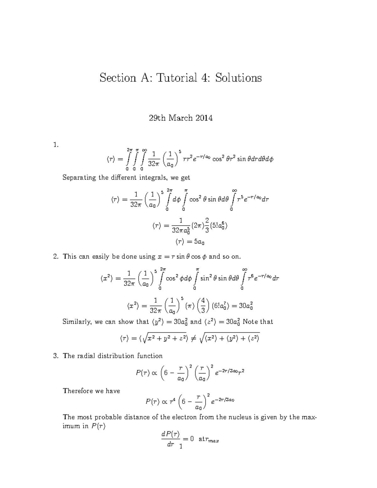 Soln Tut 4A - Practice tutorial shared by professor - Section A ...