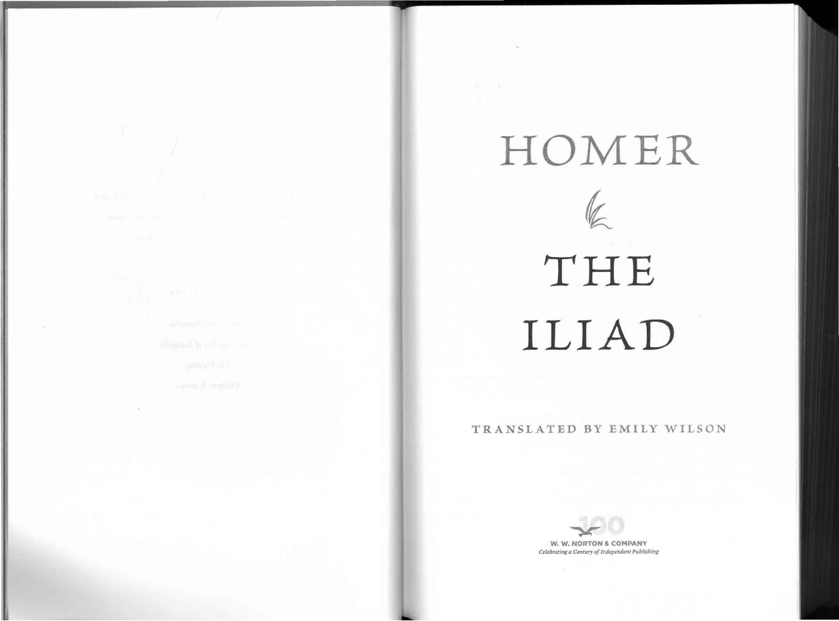 HOMER: THE ILIAD - BOOK 2 TRANSLATED BY EMILY WILSON - Studocu